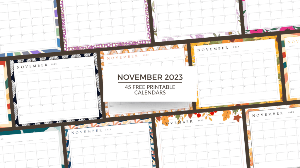November Calendar for 2023 - 45 Free Printable Designs