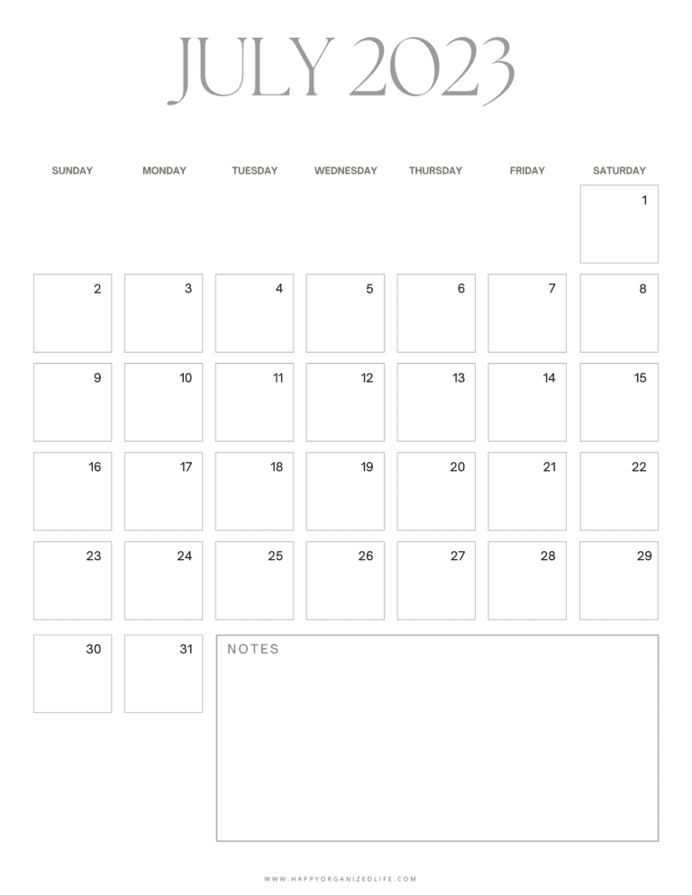 July Calendar for 2023 - 45 Free Printable Designs