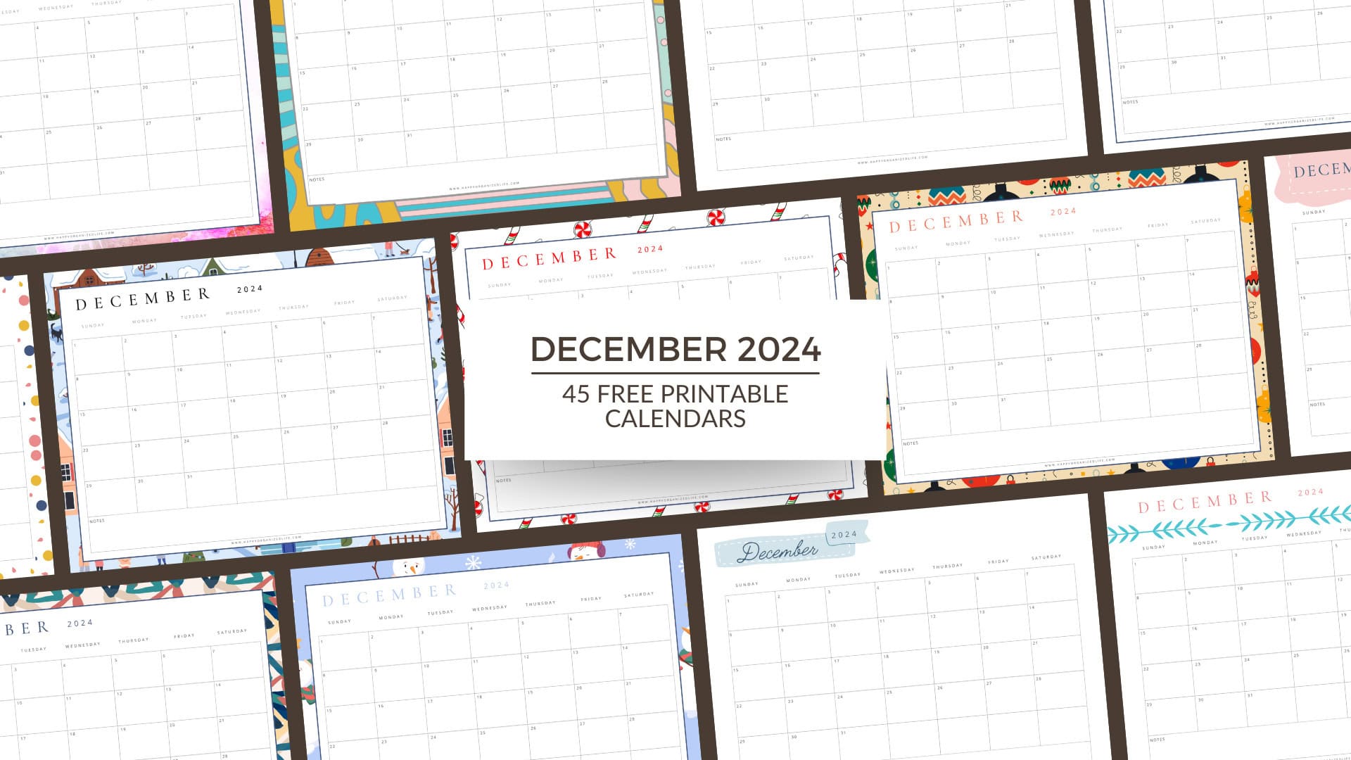 December Calendar for 2024 - 45 Free Printable Designs